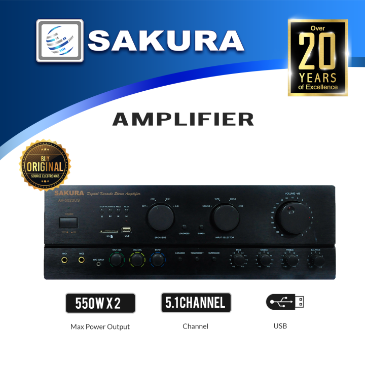 Sakura AV-5023US 550W Karaoke Amplifier | Lazada PH