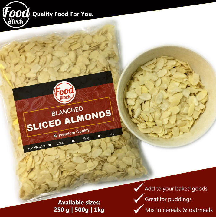 Food Stock Blanched Sliced Almonds (250g, 500g, 1kg) | Lazada PH
