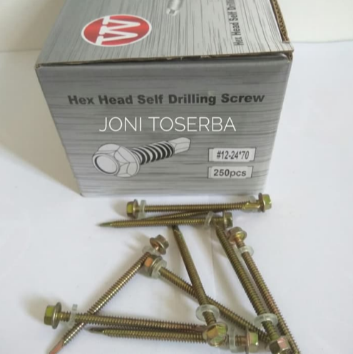 Skrup Drilling Sekrup Hex Head Self Drilling 12 x 70 250 pcs | Lazada ...