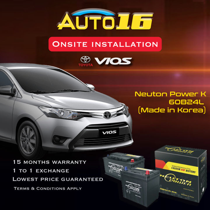 Toyota Vios Car Battery 60B24L Made In Korea Battery | Lazada Singapore