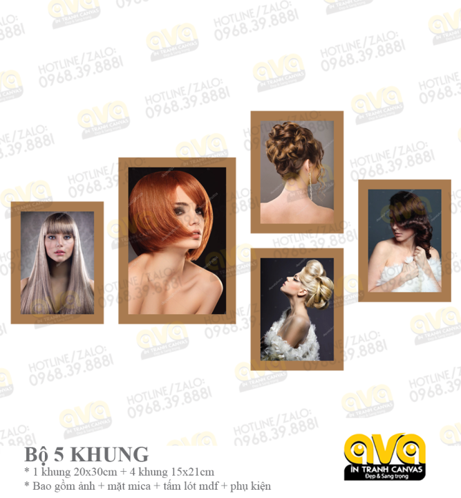Bộ 5 khung ảnh tạo mẫu tóc nữ treo tường đẹp và sang trọng | Lazada.vn