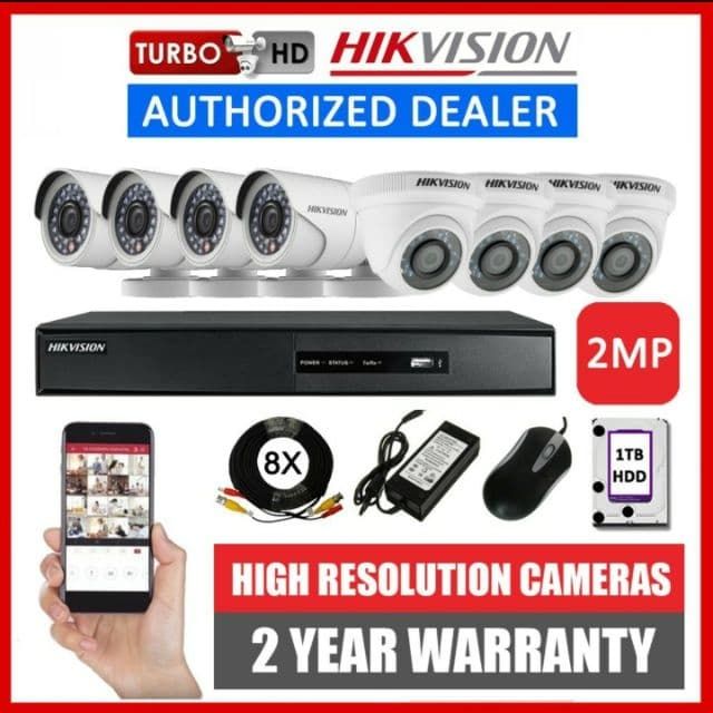Hikvision 2MP 1080P 8 Channel Turbo HDTVI CCTV Combo Package Kit ...