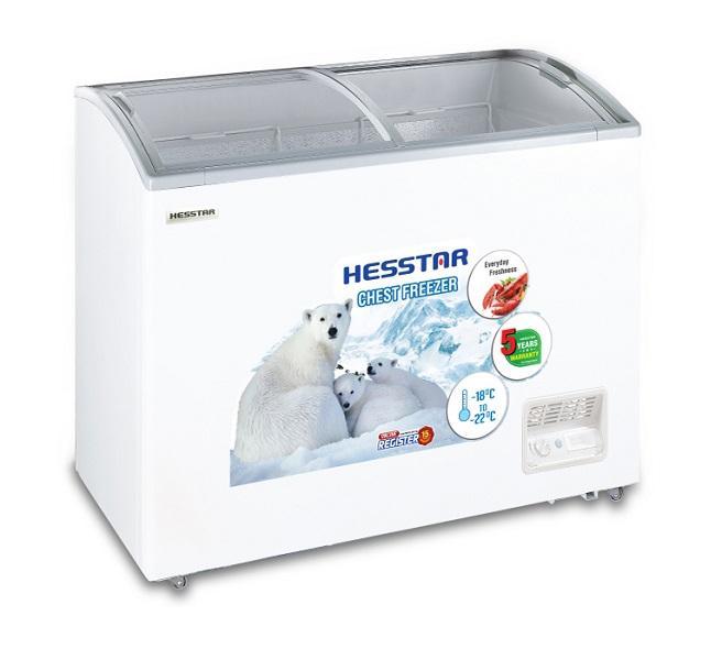 Hesstar HCF-DF32L Curve Glass Sliding Door Display Freezer 320L | Lazada