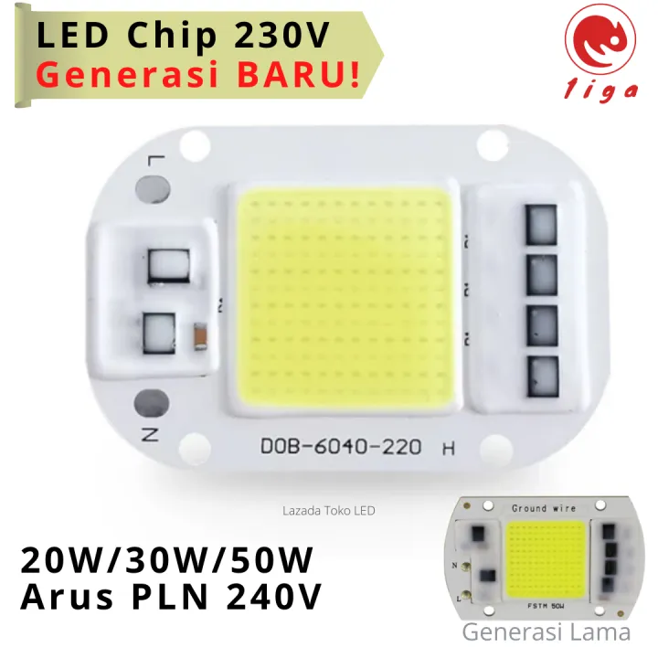 Mata Lampu LED Chip COB 10W 20W 30W 50W DOB Cahaya Merah Hijau Biru - High Power LED HPL 220V ...