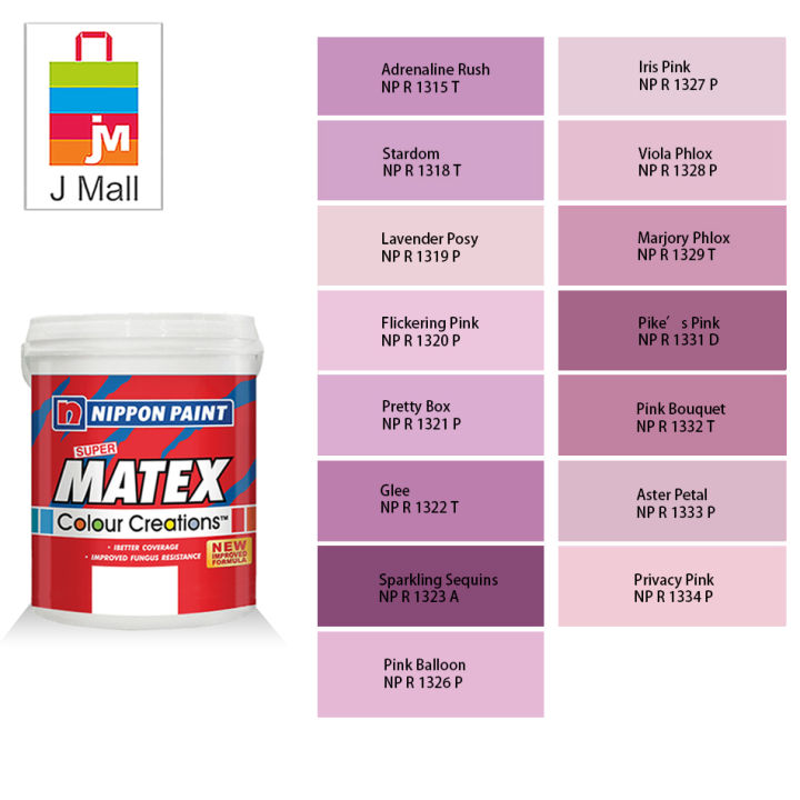 (1315-1334) 1L Nippon Paint Interior Super Matex Lustrous Pinks & Reds ...