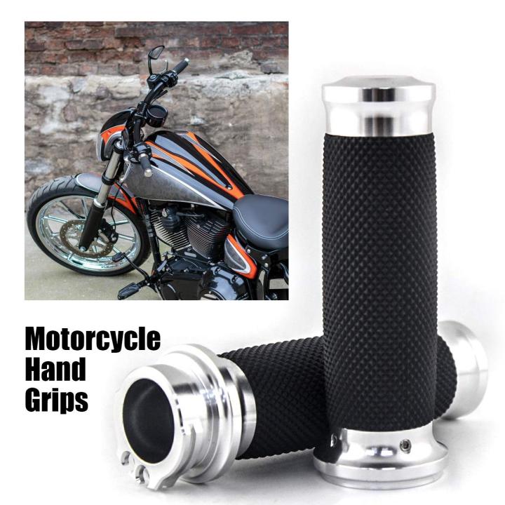 Motorcycle Hand Grips 1 Pair of 25mm Vintage Chrome Handlebar Bar End ...