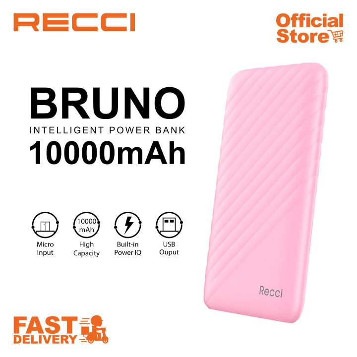 Recci - Bruno Power Bank 10000mAh - Pink / RB-10000M | Lazada PH