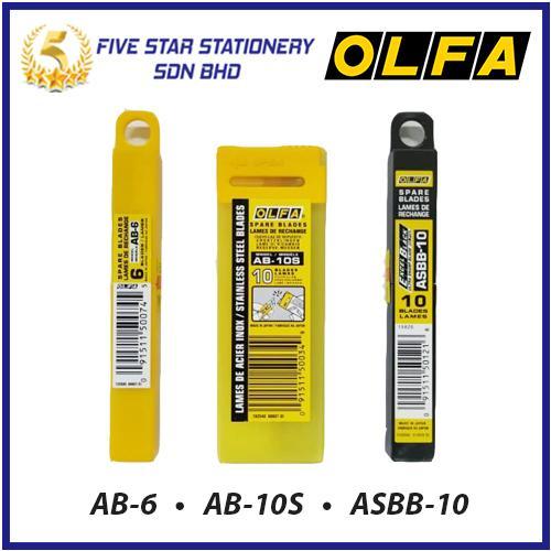 OLFA Standard-Duty Blades Stainless Steel Ultra Sharp Standard-Duty Blades AB-6 AB-10S ASBB-10 ...