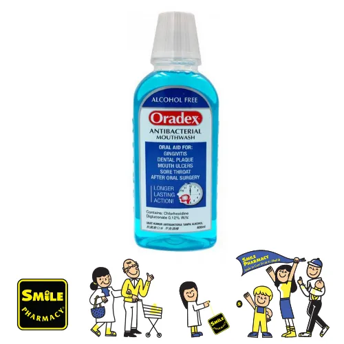 Oradex AntiBacterial Mouthwash 400ml [ALCOHOL FREE] | Lazada