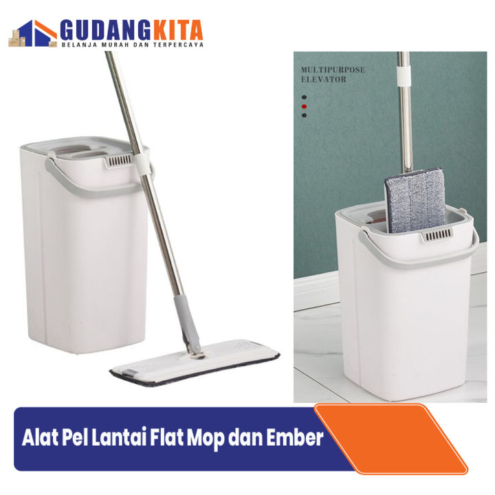 Alat Pel Lantai Flat Mop dan Ember Peras | Lazada Indonesia