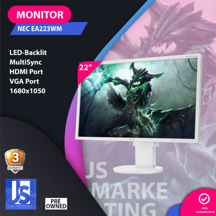 Monitor Nec 22 Inches Display/VGA Port, Free Power Cable ( WHITE ...