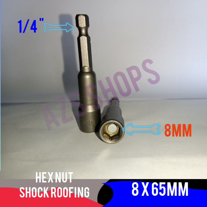 Mata Kunci Shock Roofing 8mm.Mata Bor Baut Baja Ringan kunci 8.magnetic Hex Nut 8x65mm | Lazada ...