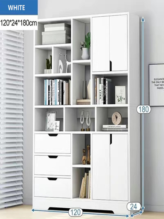 Designer Multi-Compartment Wooden Books Storage Cabinet with 2-Doors ...