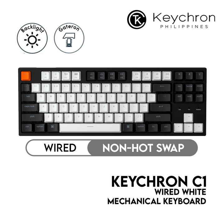 Keychron C1 Mechanical Keyboard (TKL, Wired, White LED, Gateron ...