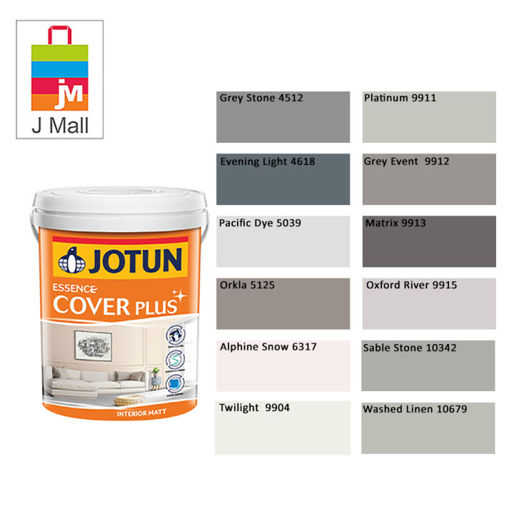 *📌📌* (4512-10679) 5L Jotun Paint Essence Cover Plus Matt Shades of Grey | Lazada