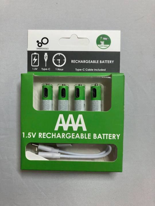 Rechargeable Battery 1.5V LI-ION SMARTOOLS AA AAA Type C Charging Cable ...