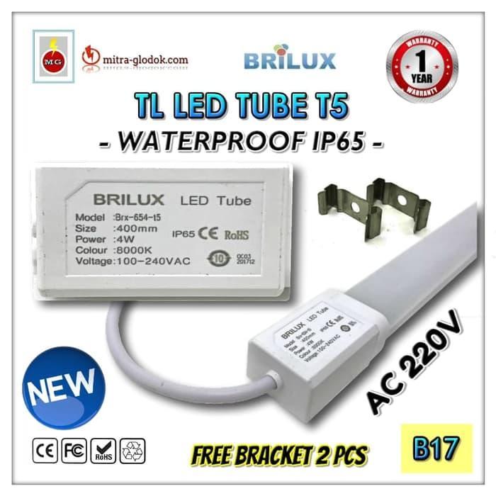 LAMPU LED TL T5 NEON 4W 40 CM 8000K BRILUX COVER PLASTIC AC 220V SINGLE ...
