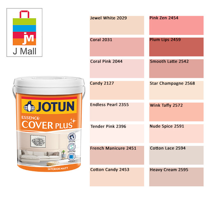 *📌📌* (2029-2595) 1L Jotun Paint Essence Cover Plus Matt Shades of Red Pink | Lazada