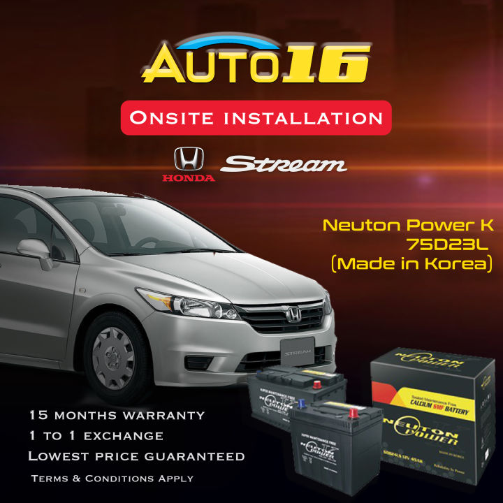 Honda Stream Car Battery 60B24L Made In Korea Battery | Lazada Singapore