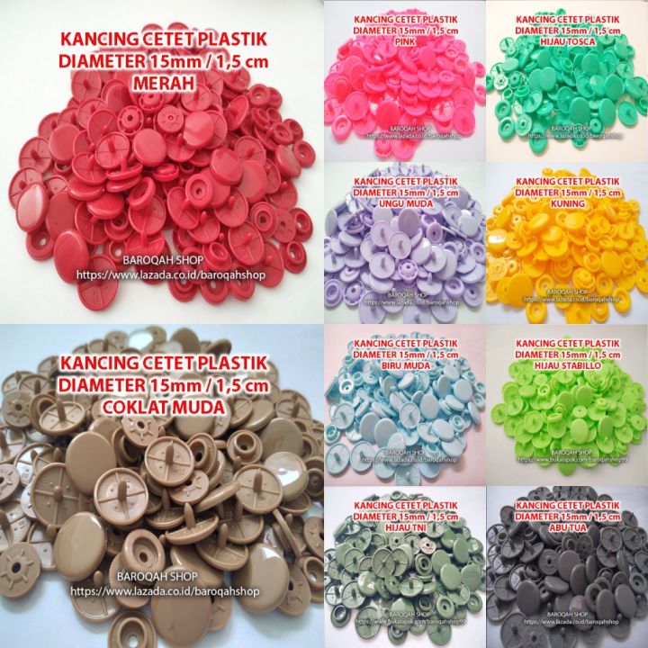 Kancing Cetet Jepret Snap Button Plastik diamater 15mm - Kode 1515 ISI ...