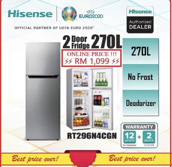 Hisense 2 door Fridge 270L Model RT296N4CGN | Lazada