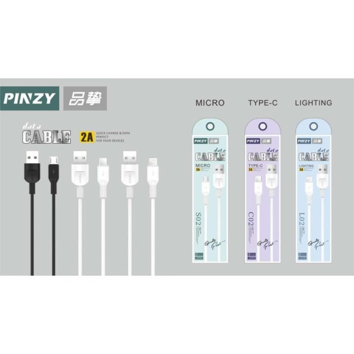 KABEL DATA FAST CHARGING MICRO, TYPE C, LIGHTNING IPHONE MERK PINZY ...