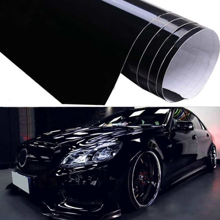 1PC Auto Glossy Gloss Black Vinyl Wrap Film Car Sticker Decal with Air ...