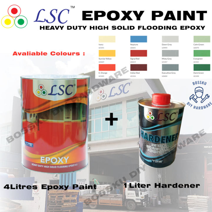 LSC 5L Epoxy Floor Paint Heavy Duty (4 Liters Epoxy Paint + 1 Liter ...