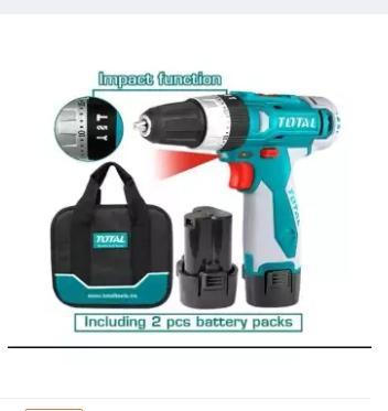 TOTAL ชุดสว่านกระแทกไร้สาย 3/8 12 โวลท์ ปรับซ้าย - ขวา ได้ รุ่น TDLI ...