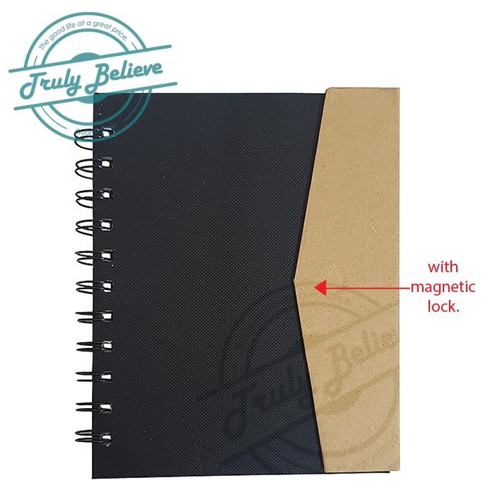 Magnetic lock Spiral Notebook with pen and sticky notes | Lazada PH