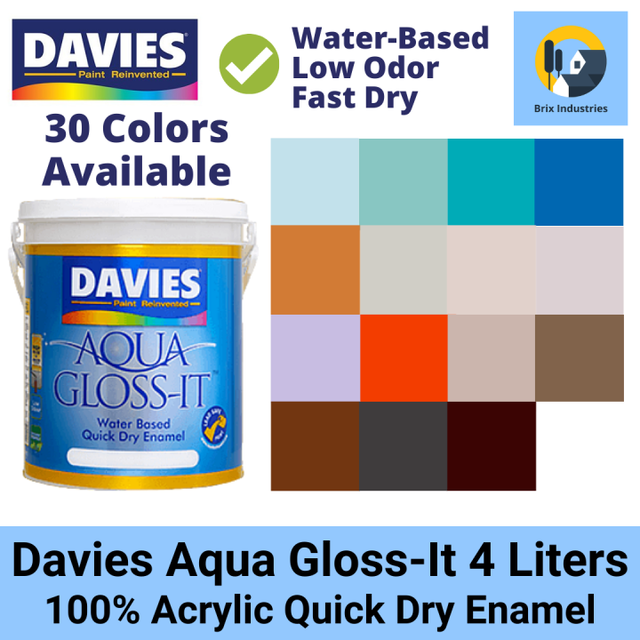 Davies Aqua Gloss It Odorless Water Based Paint 4 Liters (Gallon) 100% ...