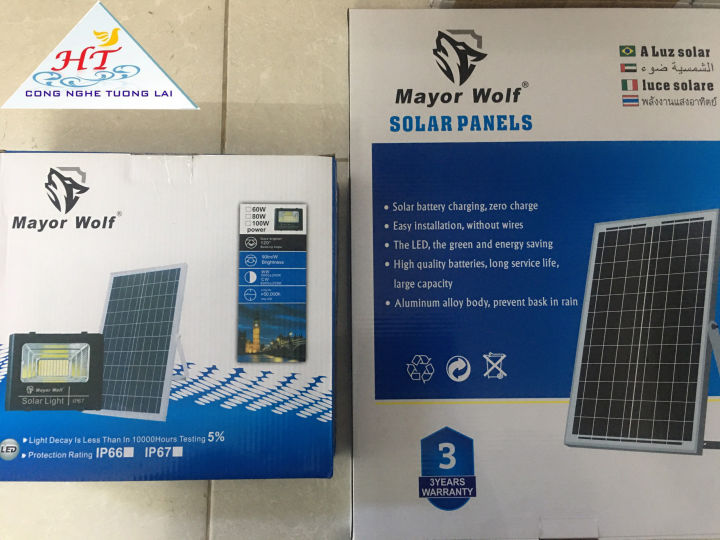 Bộ Đèn LED Năng Lượng Mặt Trời 100W Mayor Wolf - Solar Light 100W ...