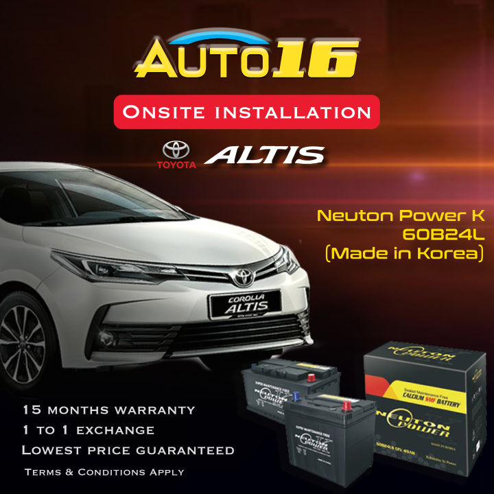 Toyota Altis Car Battery 60B24L Made In Korea Battery | Lazada Singapore