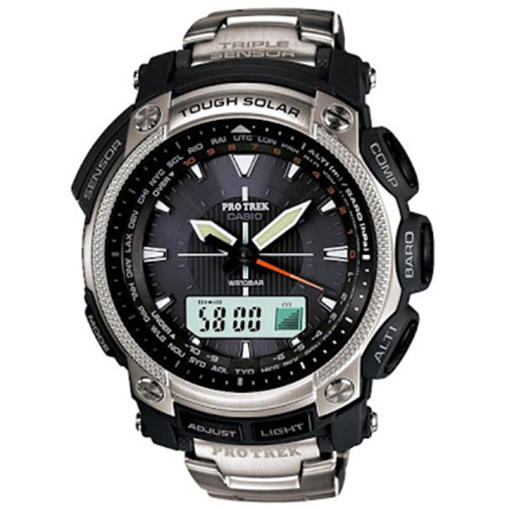 CASIO ORIGINAL - CASIO PRO TREK PRG-505T-7DR - Men CT - Stainless Steel ...
