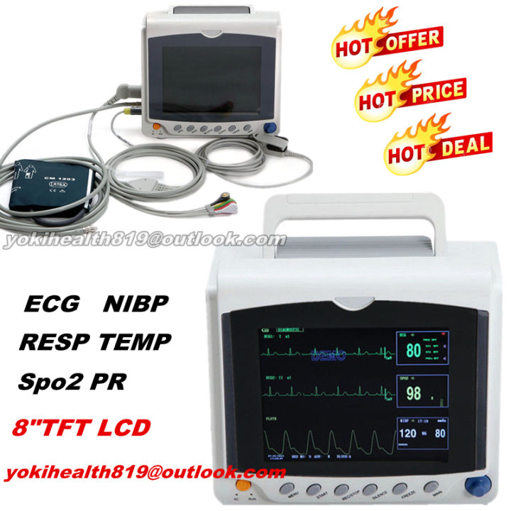 8 TFT Color Screen Diaplay Patient Monitor ICU Vital Signs ECG NIBP ...