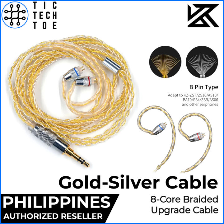 KZ Mixed Gold Silver 8-Core Upgrade Cable | Lazada PH