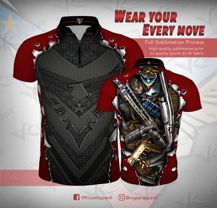 NEW！ 3-Gun (Red) Polo Shirt Full Sublimation VR Gear Apparel | Lazada PH