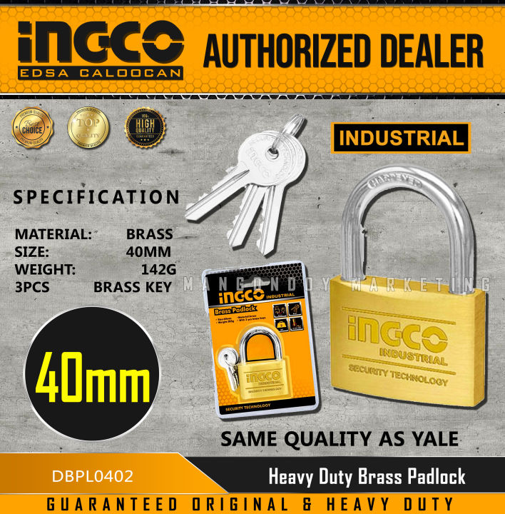 INGCO Heavy Duty Brass Padlock 40mm (DBPL0402) | Lazada PH
