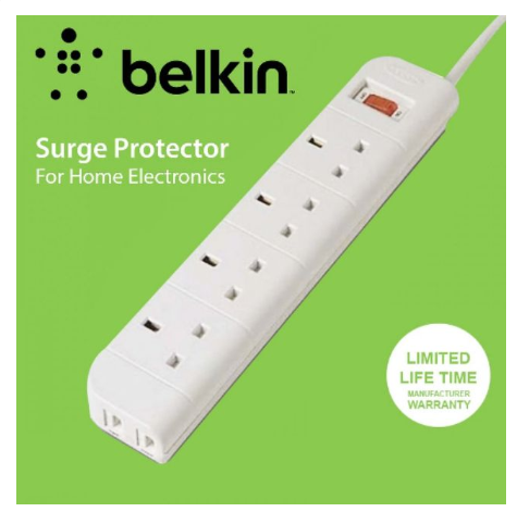 Original BELKIN F9E410SA2M 4 Plug Extension Socket Tel Port Surge ...