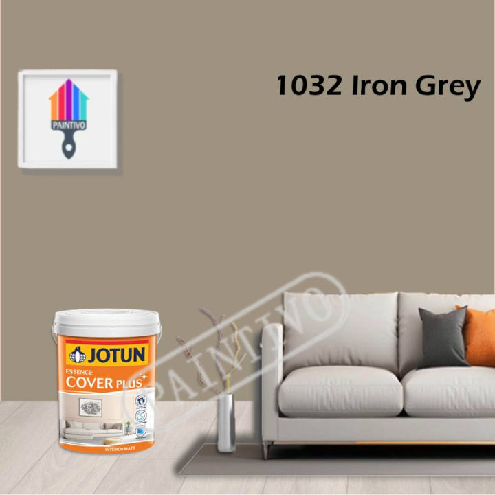1032 Iron Grey 15L Jotun Essence Cover Plus Matt Colour Interior Wall Paint Easy Wash Cat ...