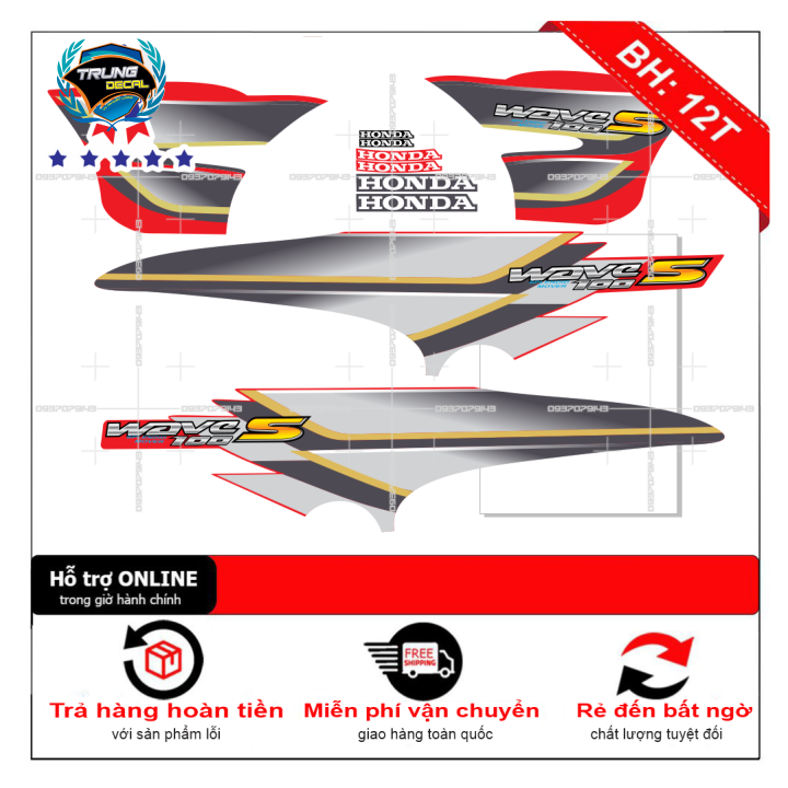 Tem rời xe wave S 100 zin dán xe đỏ | Lazada.vn