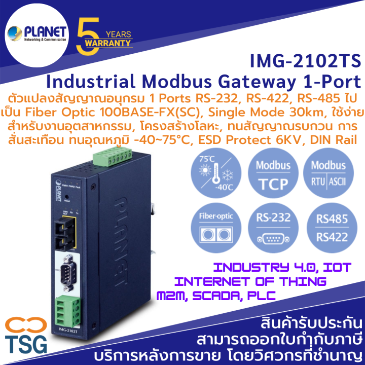 PLANET - IMG-2102TS Industrial Modbus Gatway (ตัวแปลงสัญญาณอนุกรม 1 ...