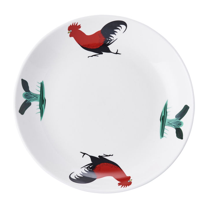 Porcelain Traditional Vintage Old School Round Rooster Plates & Set ...