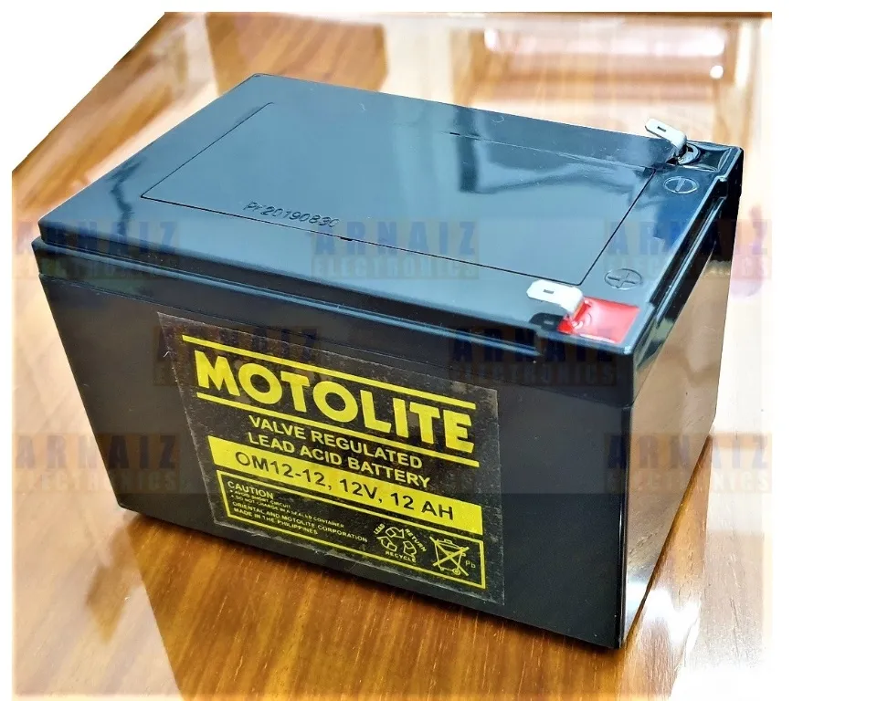Motolite Battery 12V 12Ah OM12-12 12 Volts 12 Ampere Rechargeable SLA ...