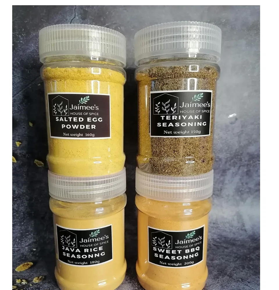 salted egg powder, sweet bbq powder, teriyaki seasoning, java rice ...