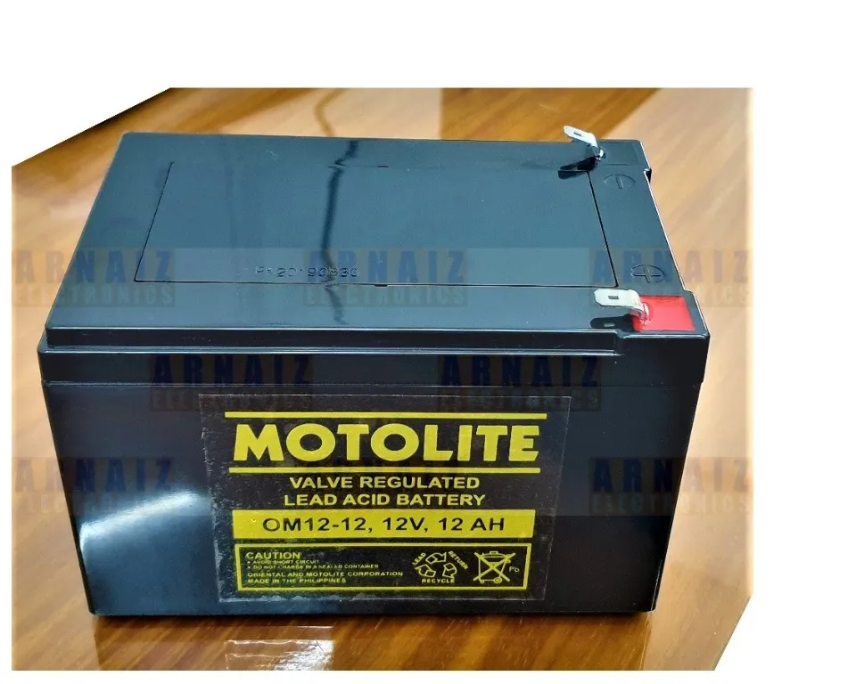 Motolite Battery 12V 12Ah OM12-12 12 Volts 12 Ampere Rechargeable SLA ...