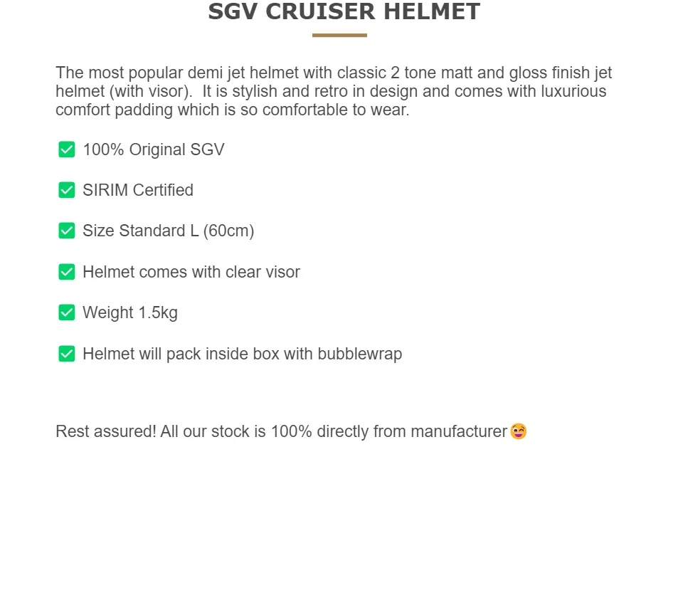 Original SGV Cruiser Helmet Topi Keledar SGV Cruiser Visorex SGV Skuter ...