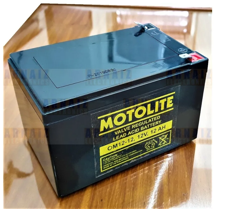 Motolite Battery 12V 12Ah OM12-12 12 Volts 12 Ampere Rechargeable SLA ...