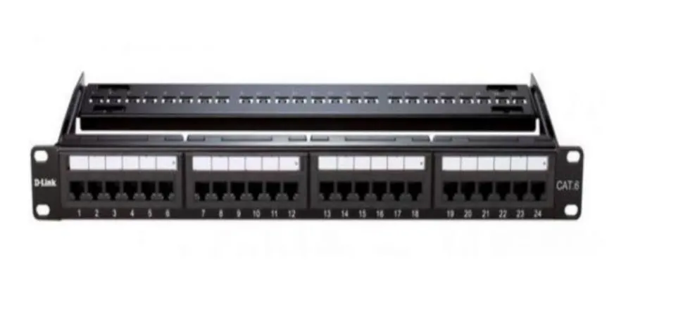 D-Link 24 Ports Patch Panel CAT6 Fully Loaded 1RU 24-Port Patch Panel ...