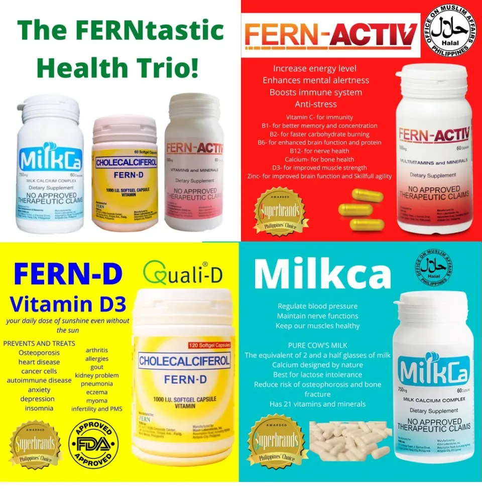 Original Power Trio Ifern Products Fern D Vitamin D 1000IU 120 Softgels ...